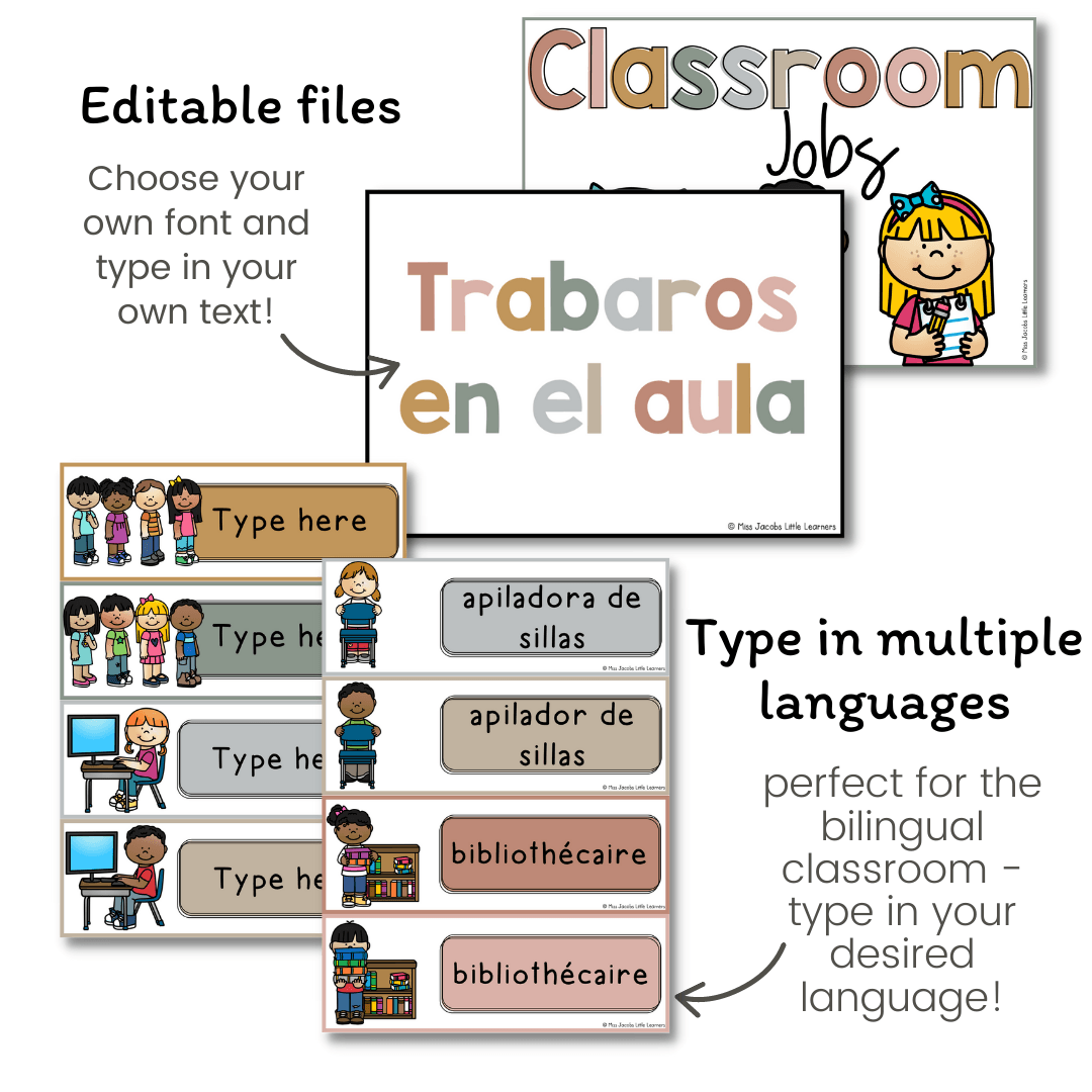 CLASSROOM JOBS DISPLAY | SIMPLE BOHO | EDITABLE
