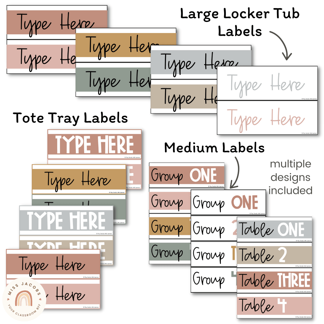 CLASSROOM LABELS | SIMPLE BOHO | EDITABLE