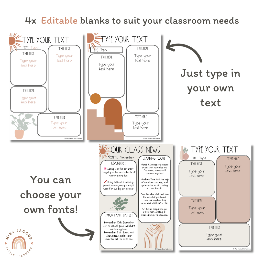 Boho Vibes Classroom Newsletter Templates
