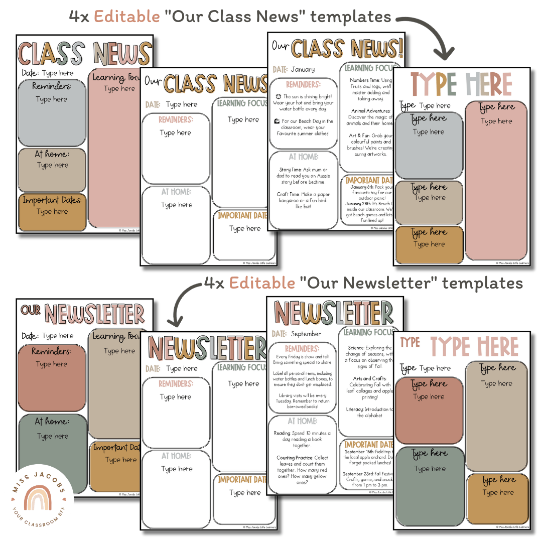 Simple Boho Classroom Newsletter Templates