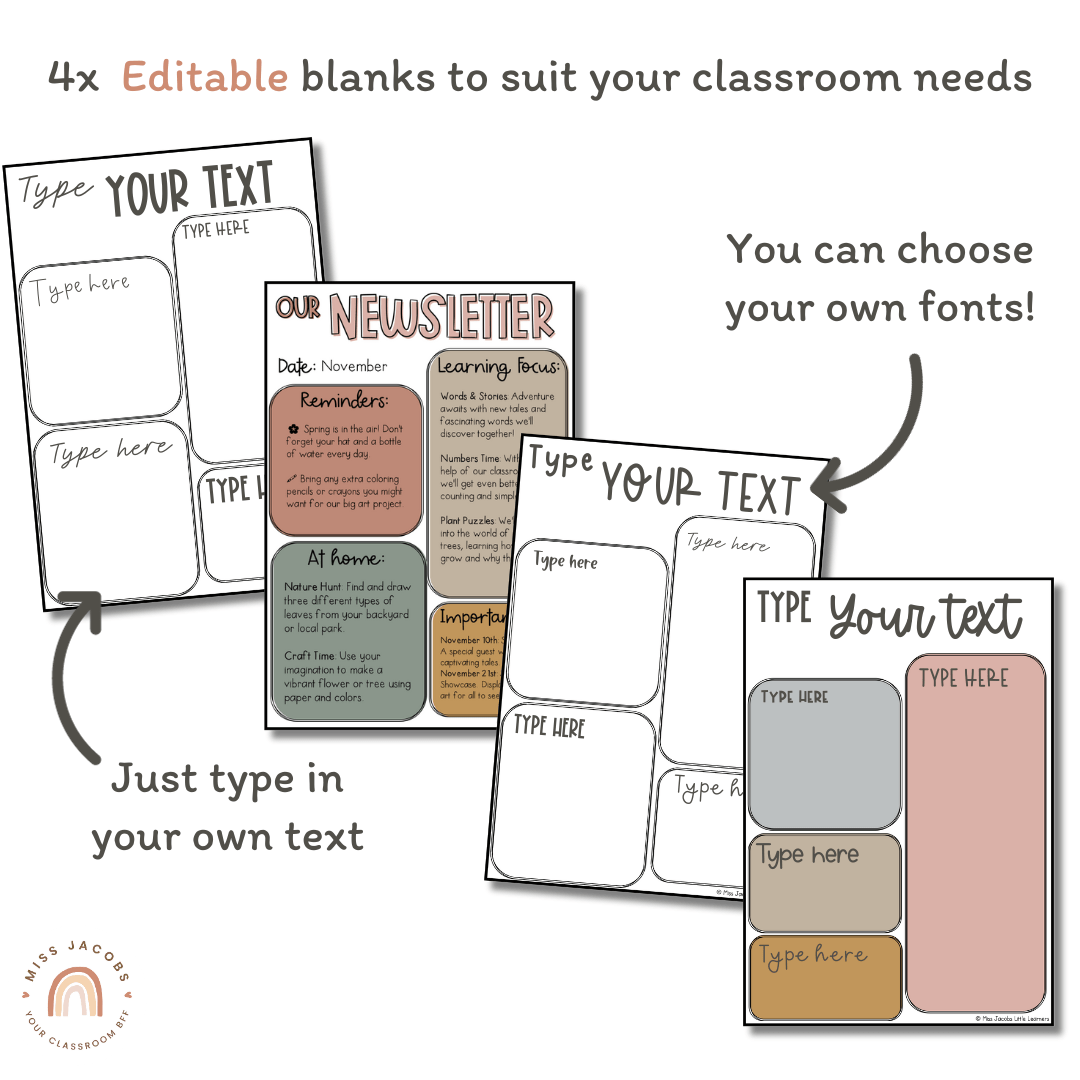 Simple Boho Classroom Newsletter Templates