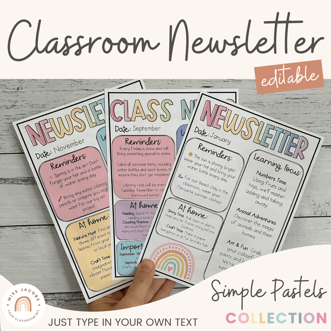 Simple Pastels Classroom Newsletter Templates - Miss Jacobs Little Learners