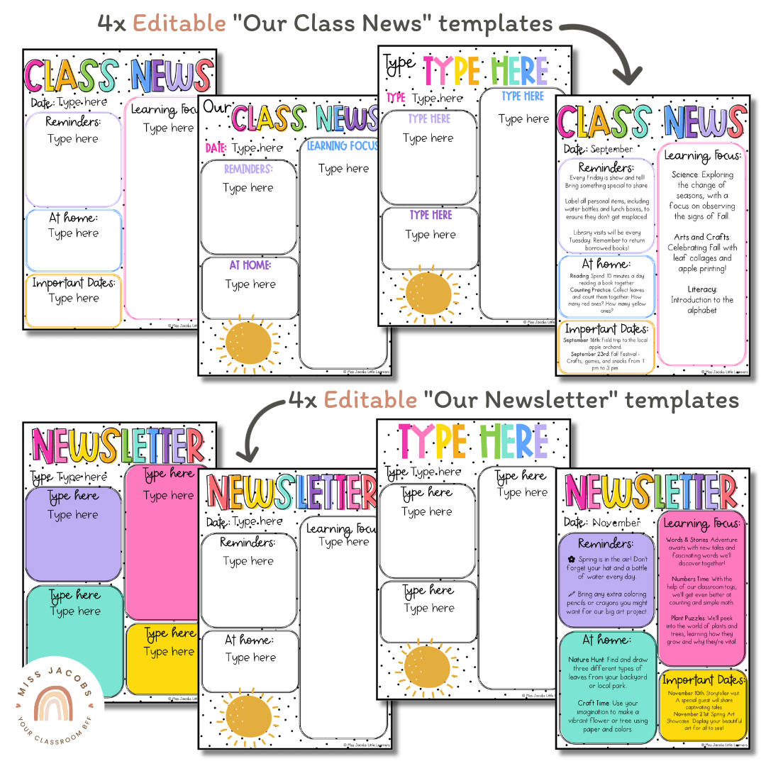 Classroom Newsletter Templates - Miss Jacobs Little Learners