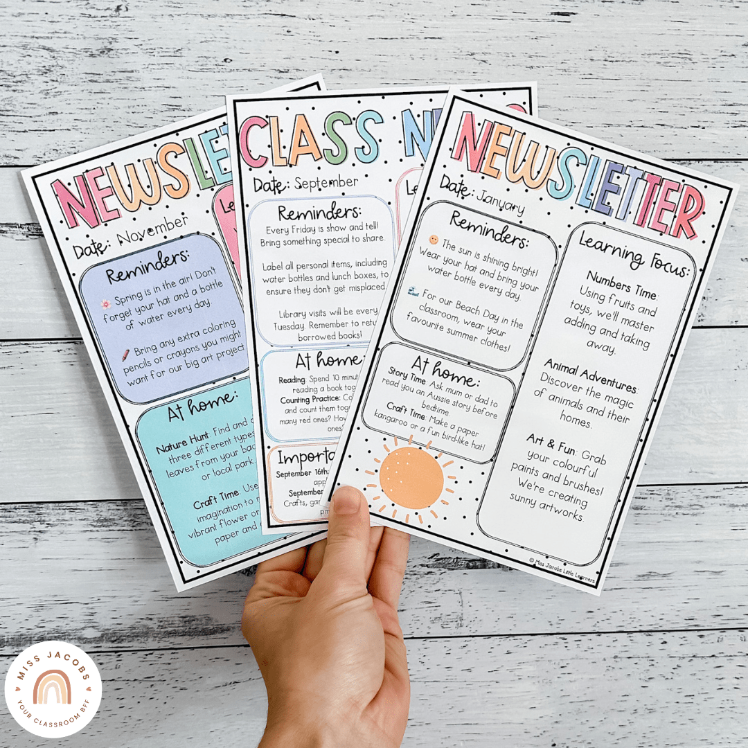 Classroom Newsletter Templates - Spotty Bright Theme - MJLL