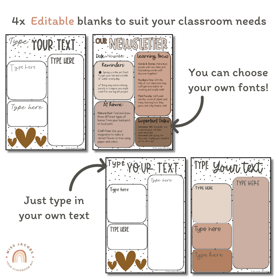 Spotty Neutrals Classroom Newsletter Templates