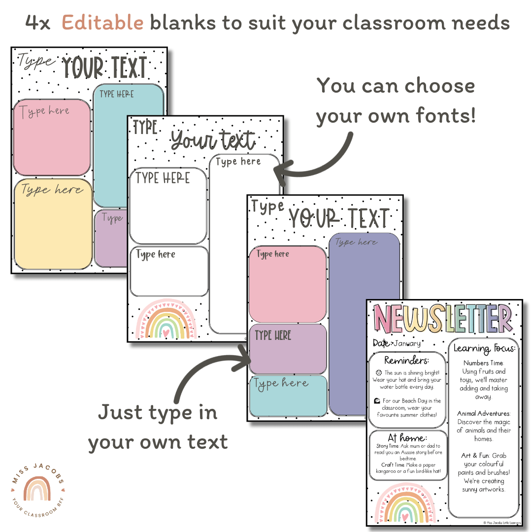 Newsletter Templates - Spotty Pastel Theme - Miss Jacobs - Default Title