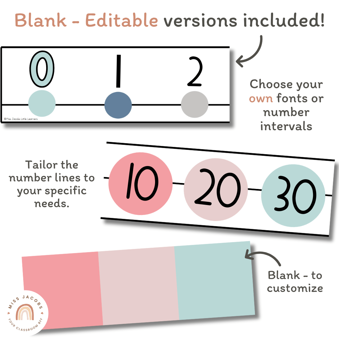 Number Line - Rainbow Calm Colors Decor