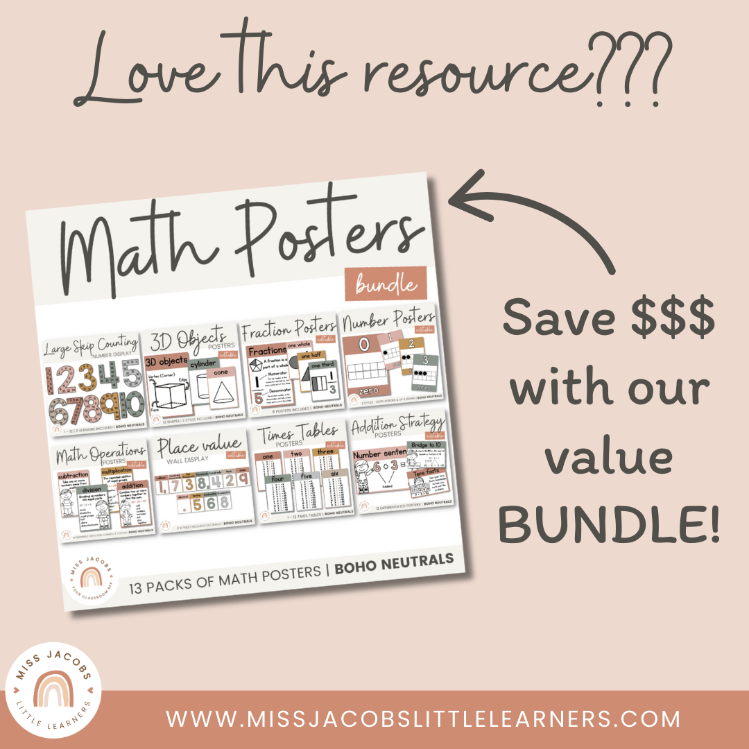 Number Line - Boho Neutrals Classroom Theme - Miss Jacobs