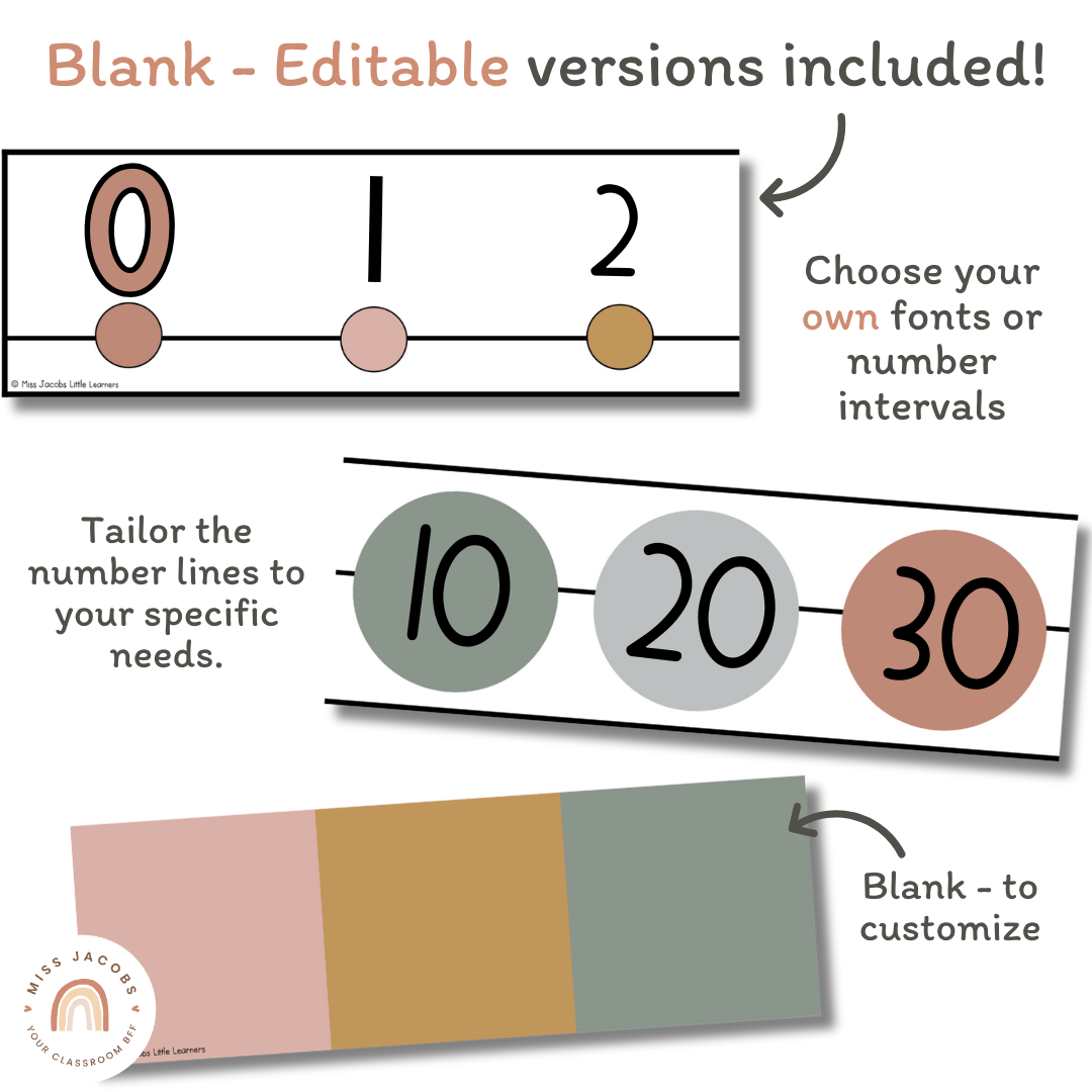 Number Line - Boho Neutrals Classroom Theme - Miss Jacobs