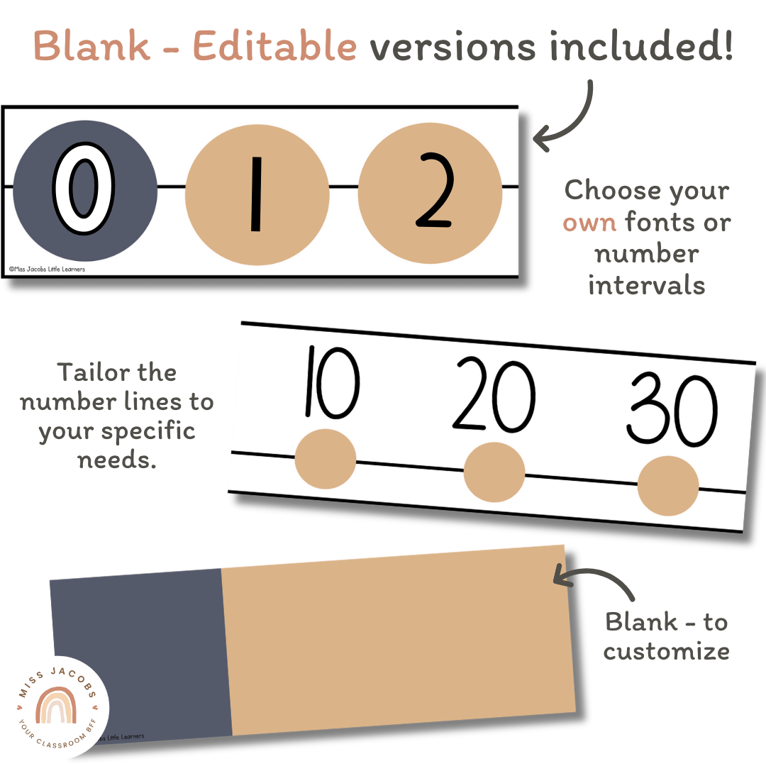 Number Line - Boho Plants Classroom Decor