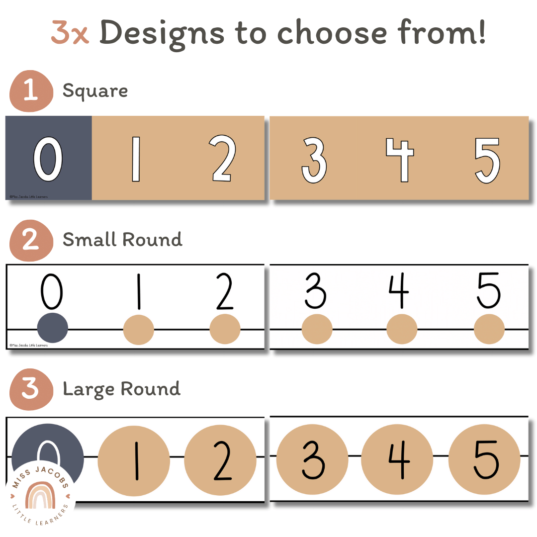 Number Line - Boho Plants Classroom Decor