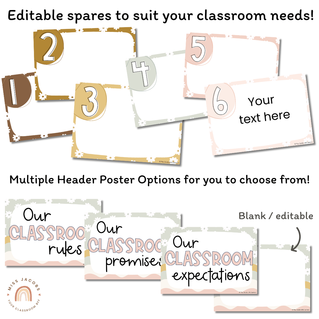 Classroom Rules Posters and Classroom Management Slips | Daisy Gingham ...