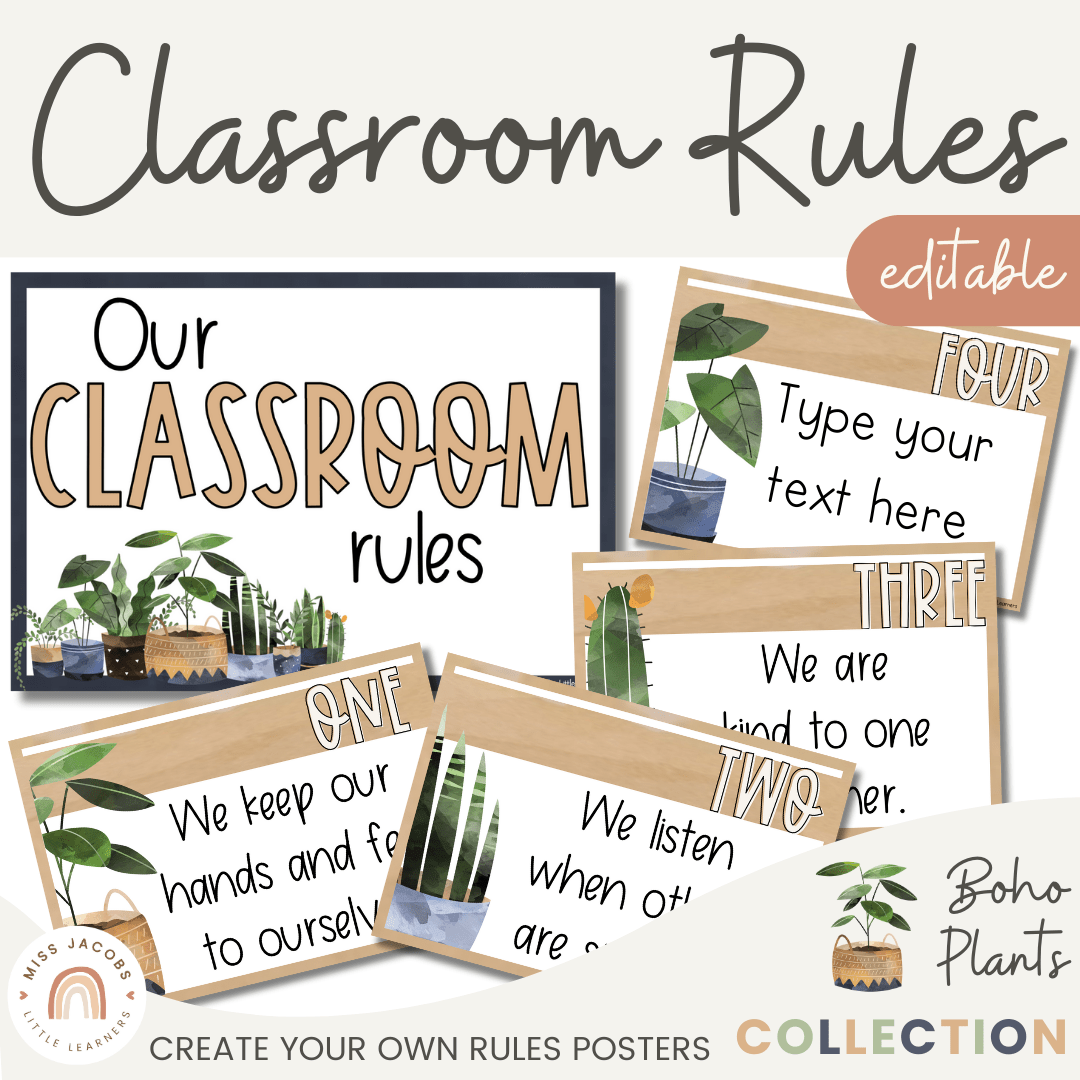 Classroom Rules Posters | Boho Plants - Miss Jacobs Little Learners
