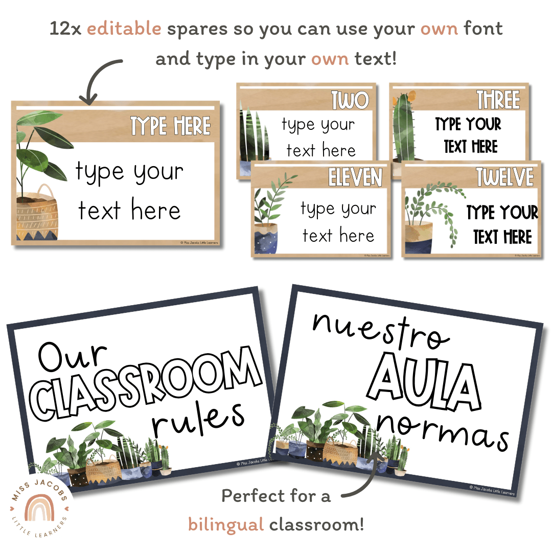 Classroom Rules Posters | Boho Plants - Miss Jacobs Little Learners