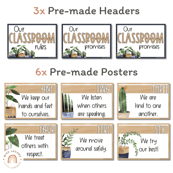 Classroom Rules Posters | Boho Plants - Miss Jacobs Little Learners