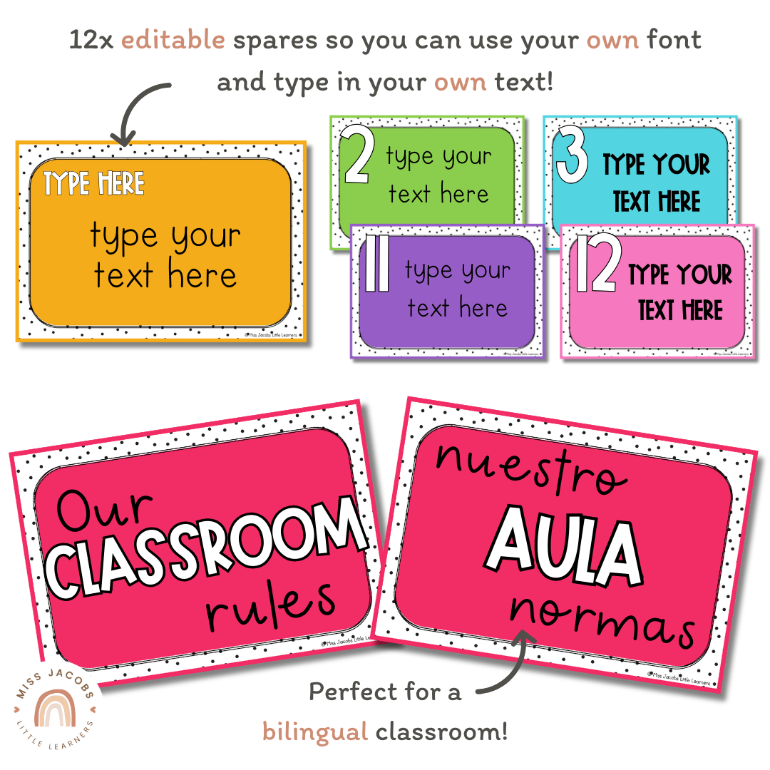Spotty Brights Classroom Rules Posters - Default Title - Miss Jacobs ...