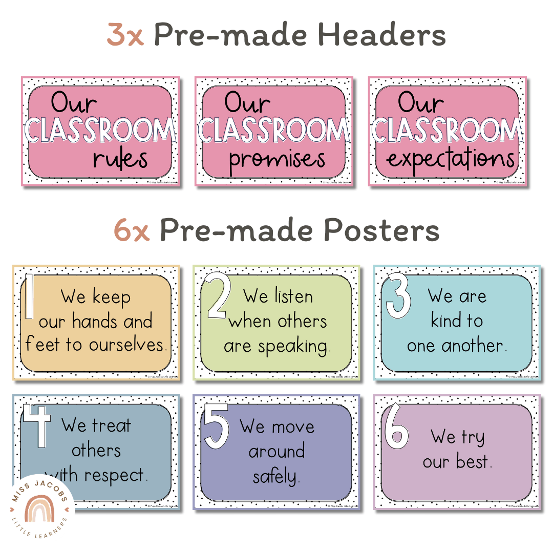 Spotty Pastels Classroom Rules Posters - Default Title - Miss Jacobs ...