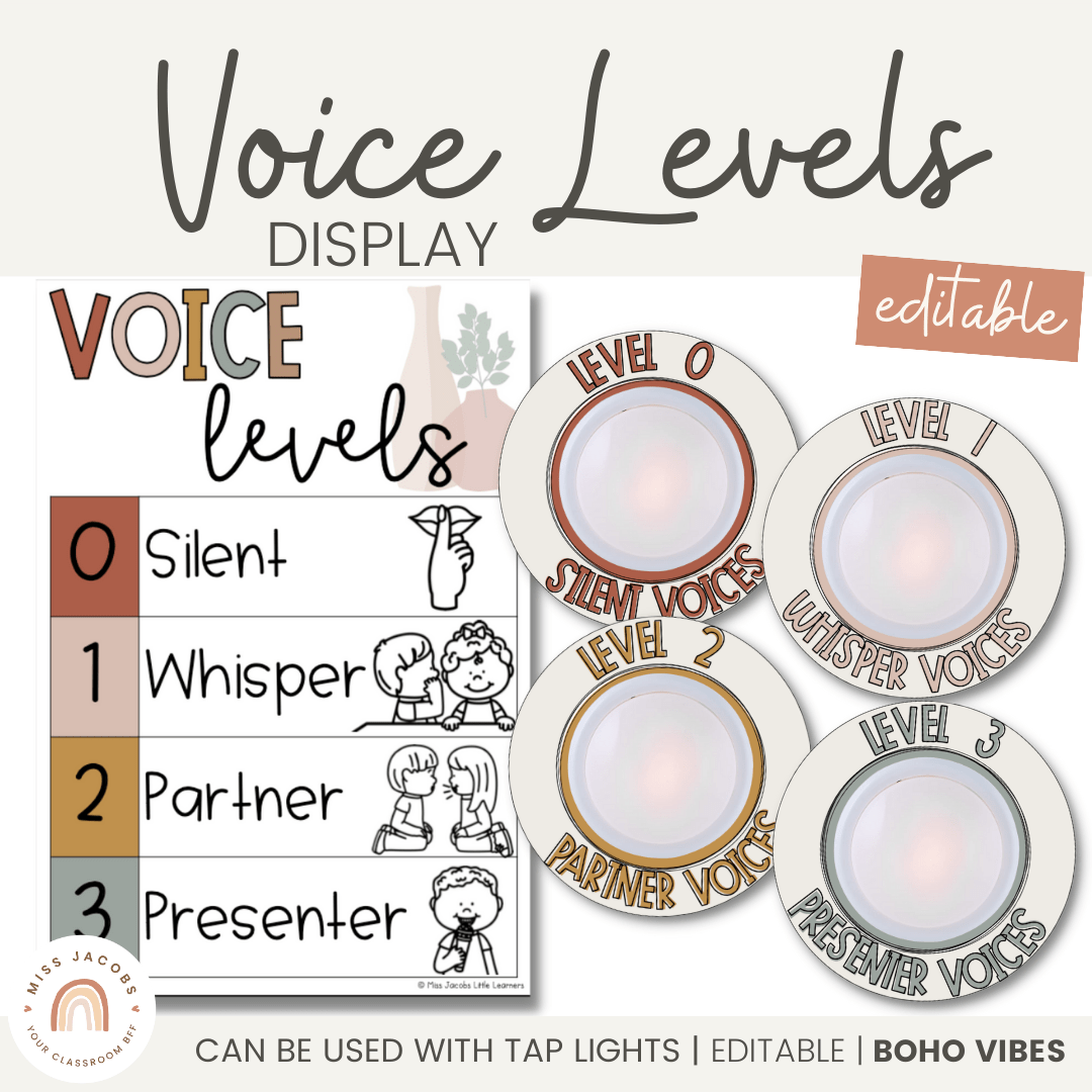 Classroom Voice Level Display | BOHO VIBES Theme | Desert Neutrals Cla ...