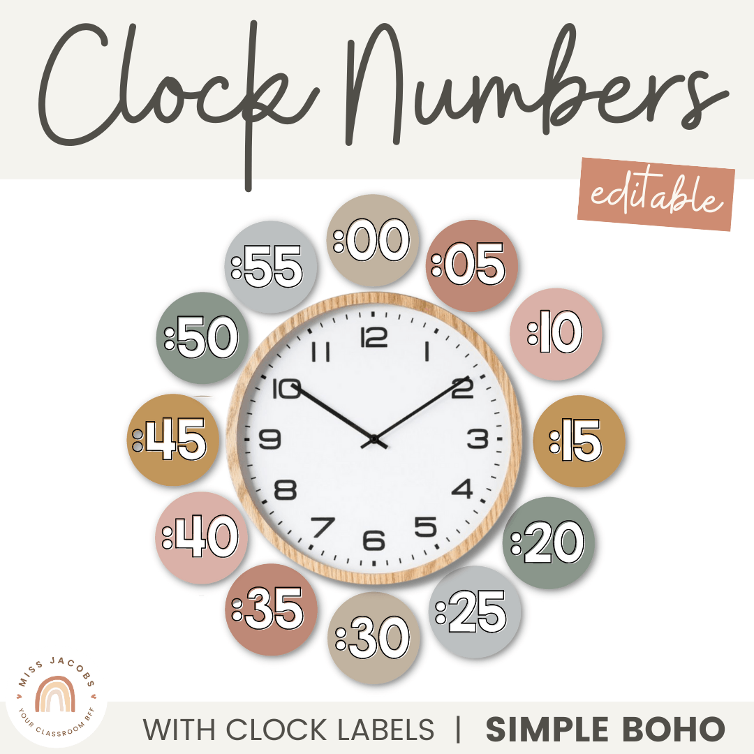 CLOCK NUMBER LABELS | SIMPLE BOHO