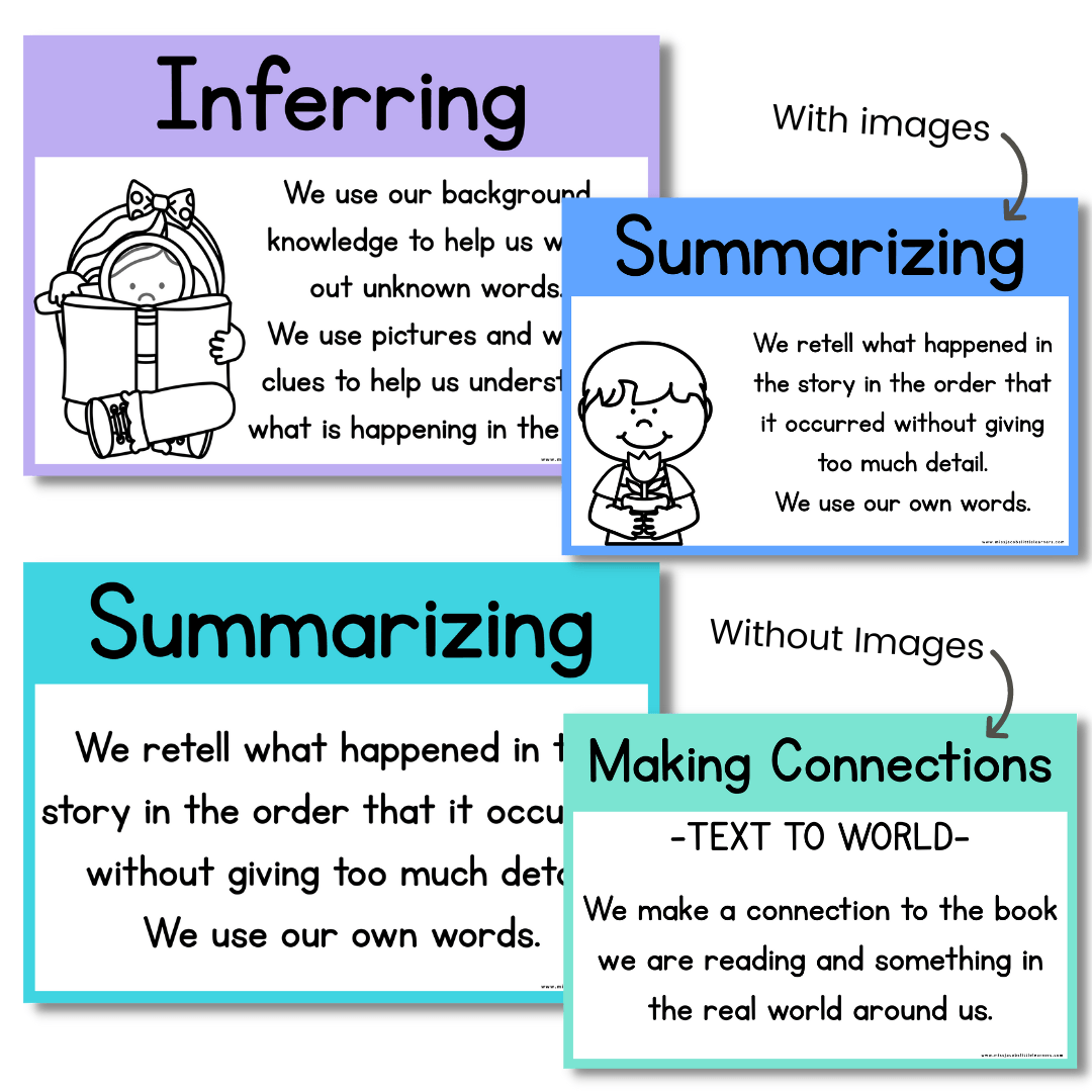Reading Comprehension Strategies Posters - Bright Theme - MJLL
