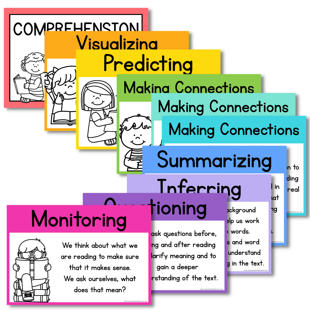 Reading Comprehension Strategies Posters - Bright Theme - MJLL
