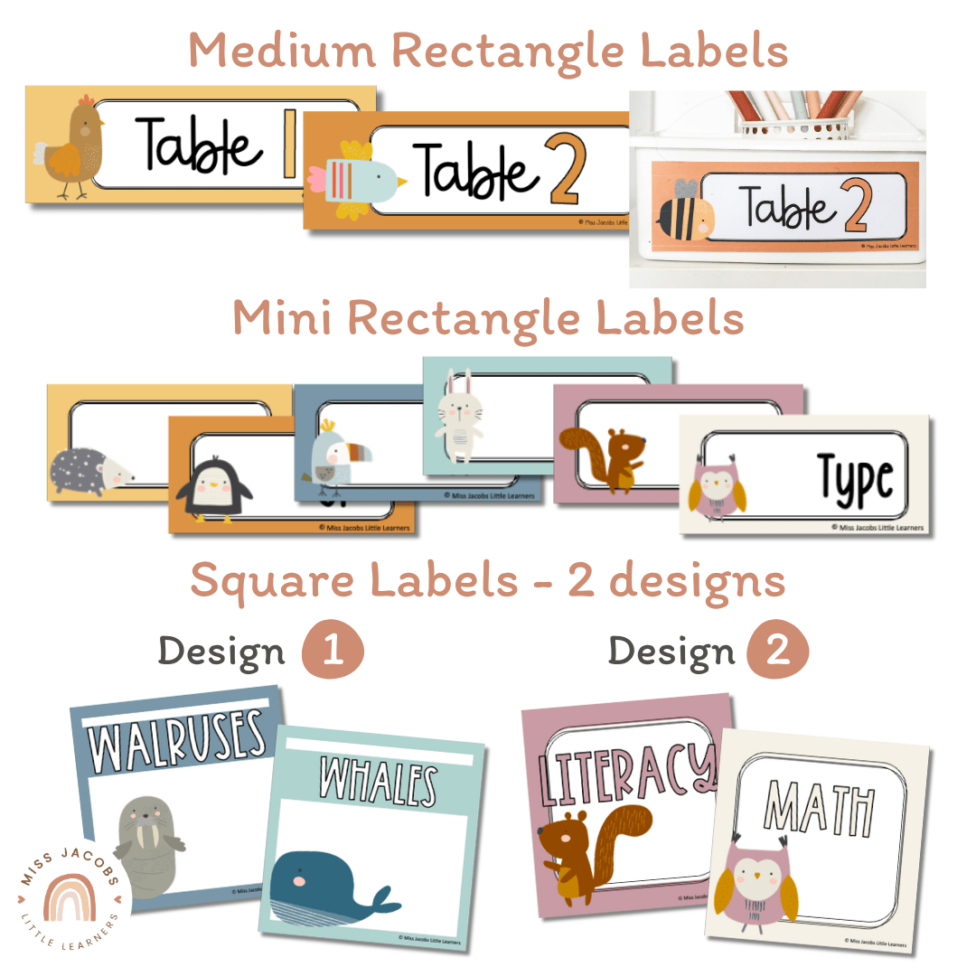 Class Labels Bundle - Name Plate, Door Display, Poster - Cute Theme