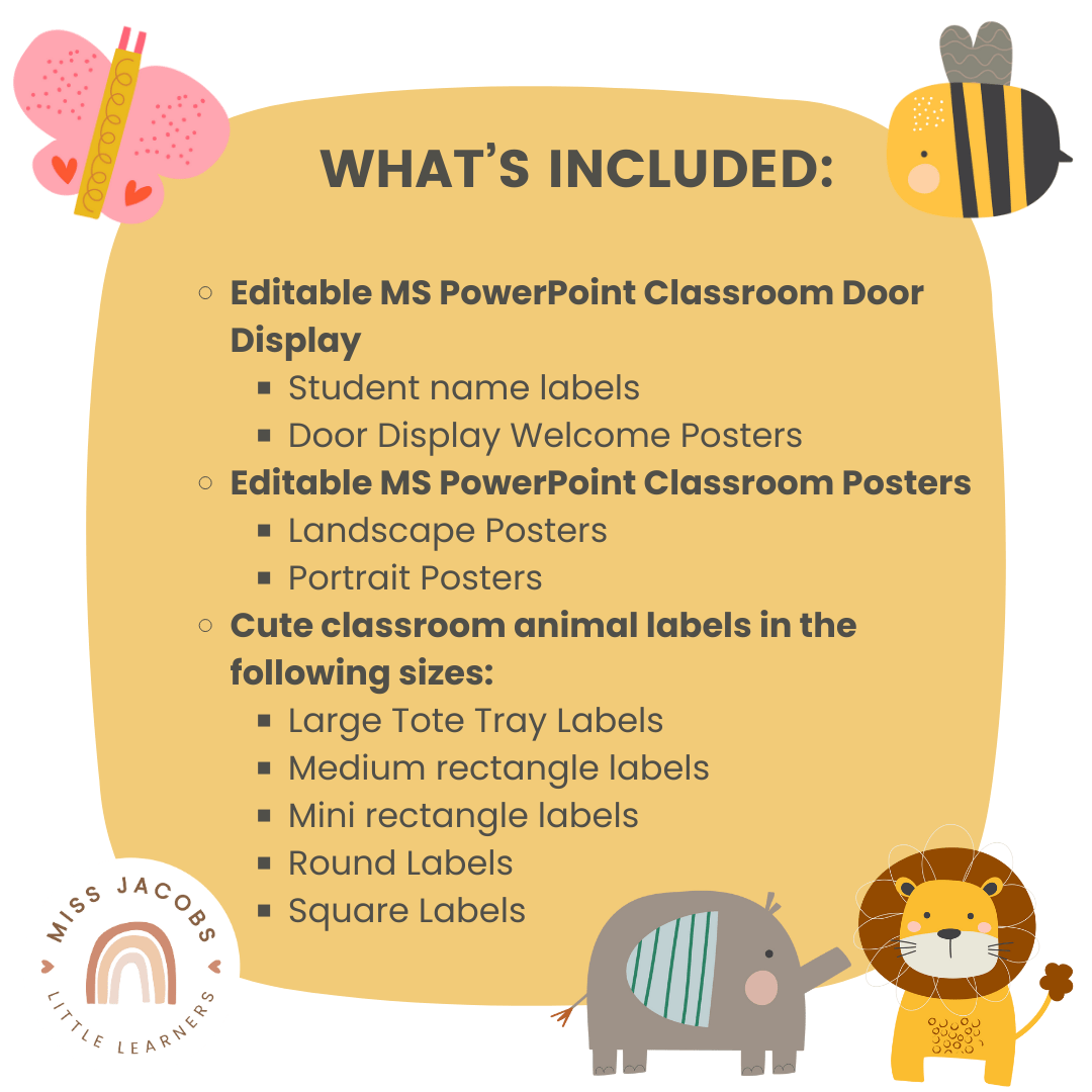 Class Labels Bundle - Name Plate, Door Display, Poster - Cute Theme