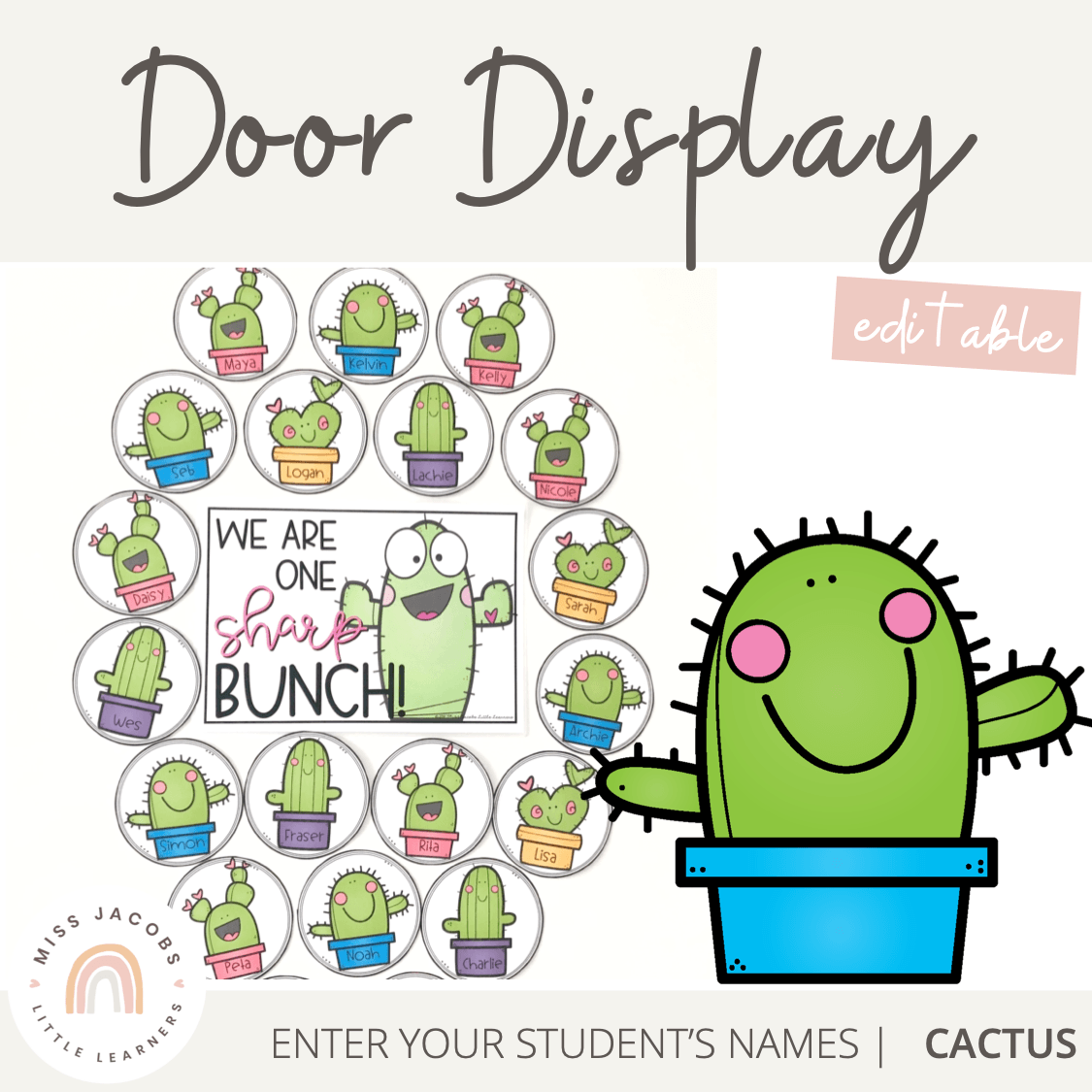 Door Display - Modern Cactus Classroom Decor