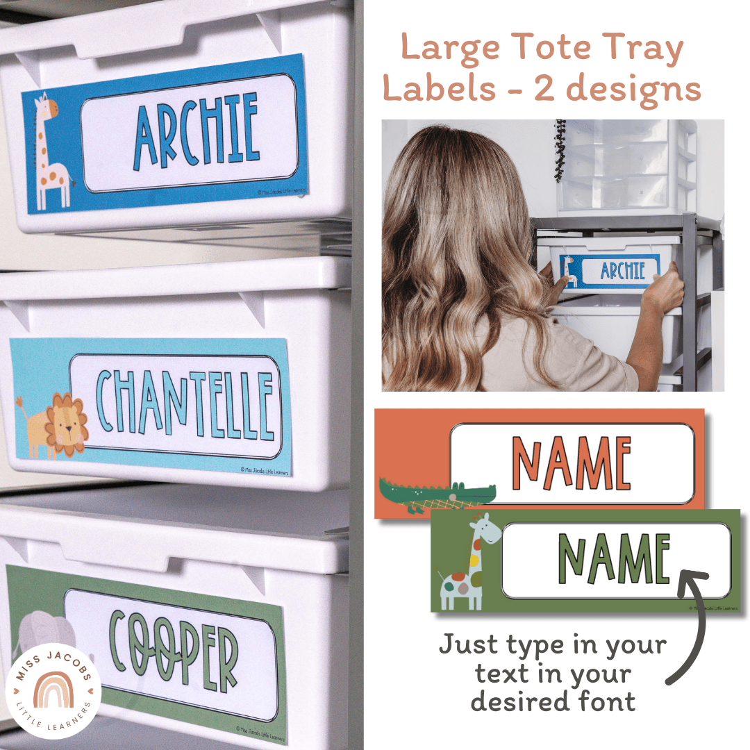 Class Labels Bundle - Name Plate, Door Display, Poster - Cute Jungle