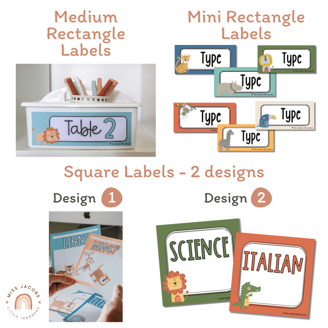 Class Labels Bundle - Name Plate, Door Display, Poster - Cute Jungle ...