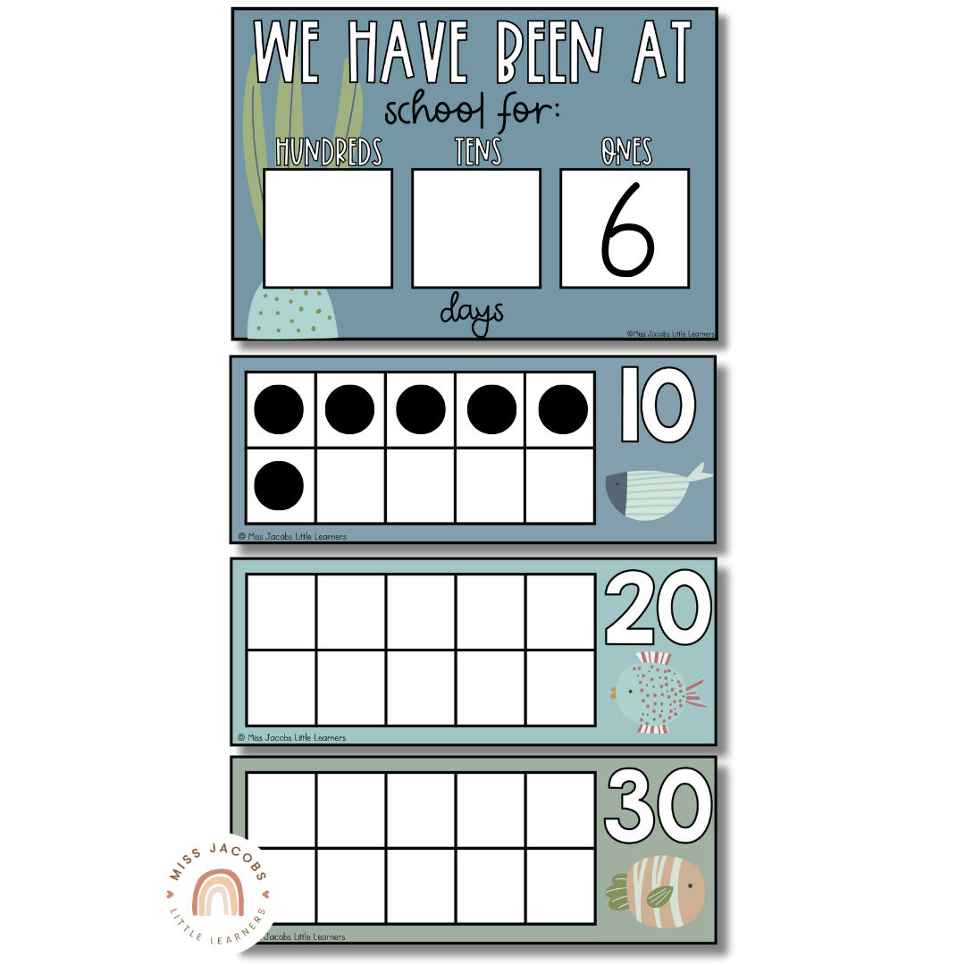 Cute Sea Life 100 Days at School Tally Display - Default Title - Miss ...