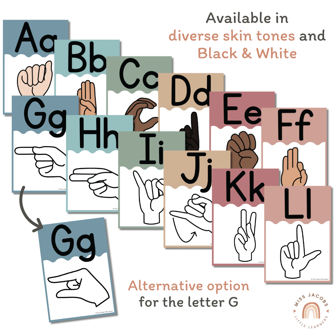 Cute Sea Life ASL (American Sign Language) Alphabet Posters - Default ...