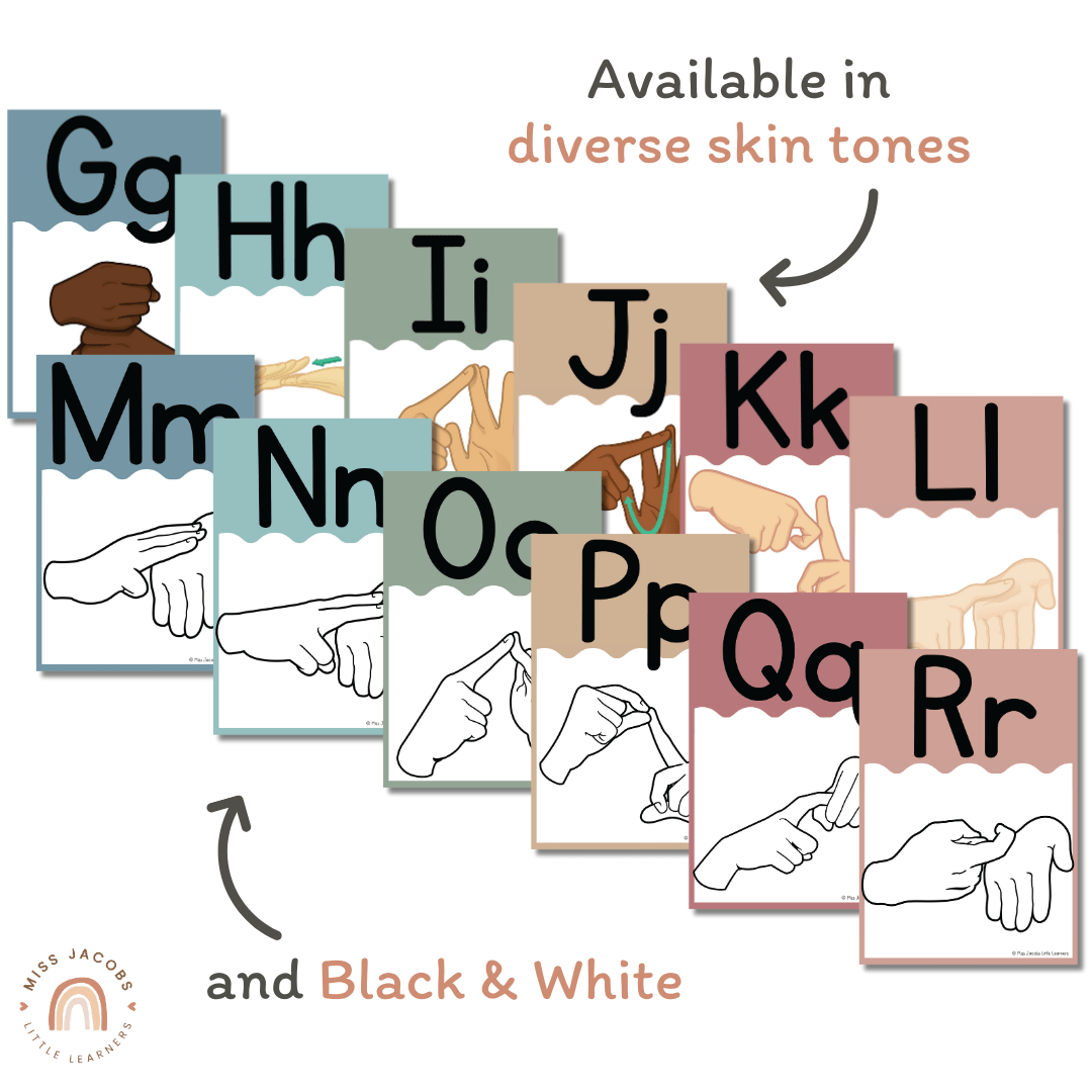 Auslan Alphabet Posters - Australian Sign Language - Cute Sea Life