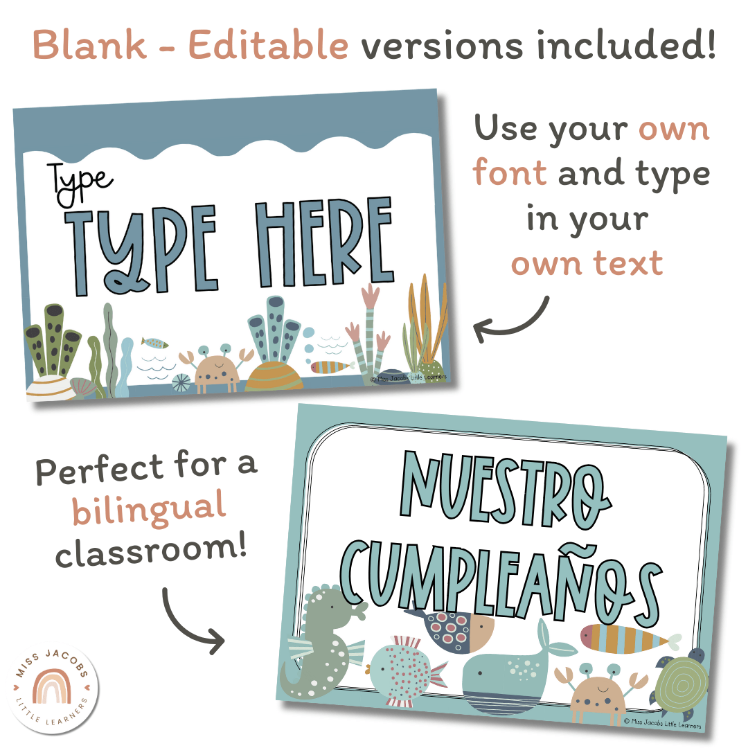 Birthday Display - Cute Sea Life Classroom Decor