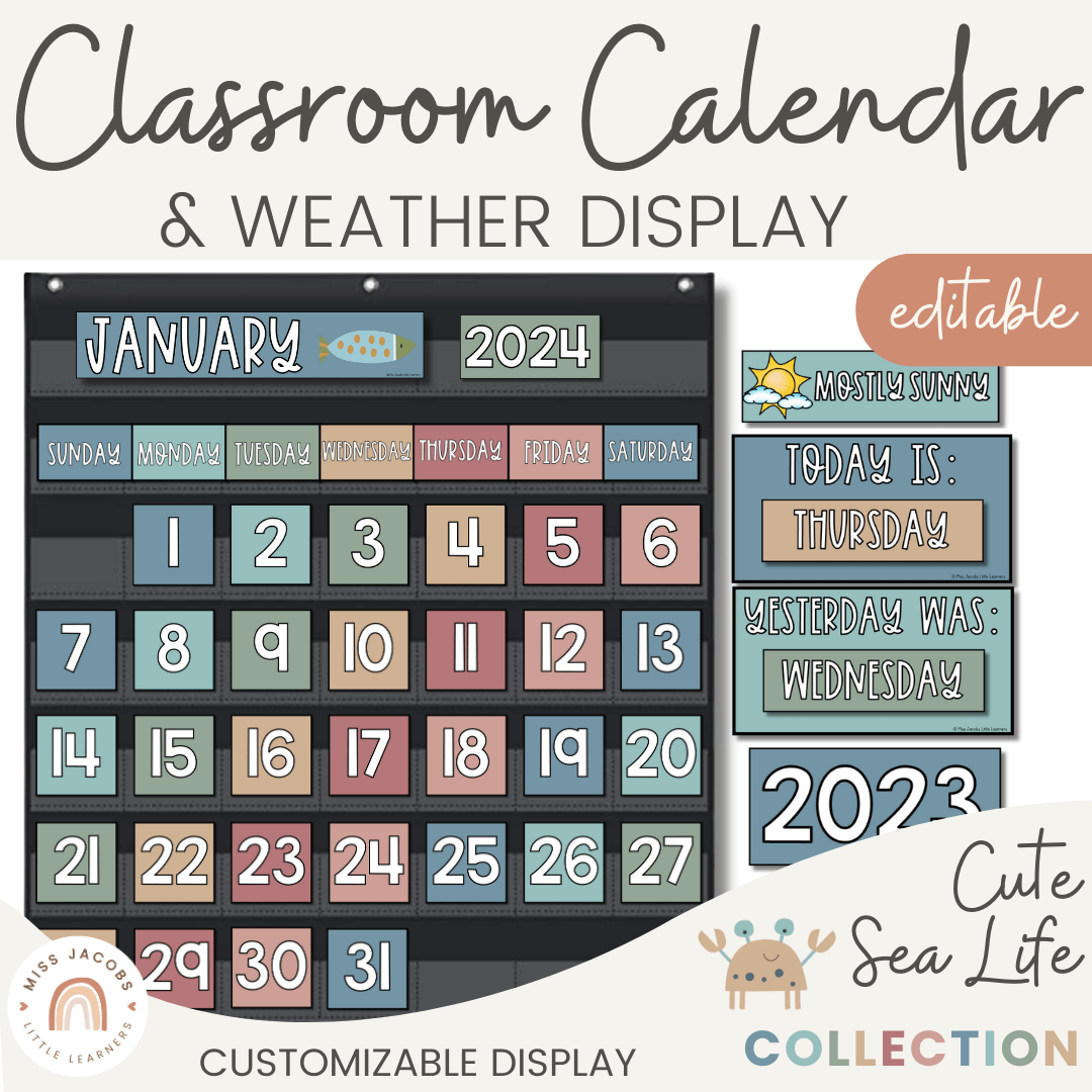 Calendar & Weather Display - Cute Sea Life Classroom Decor