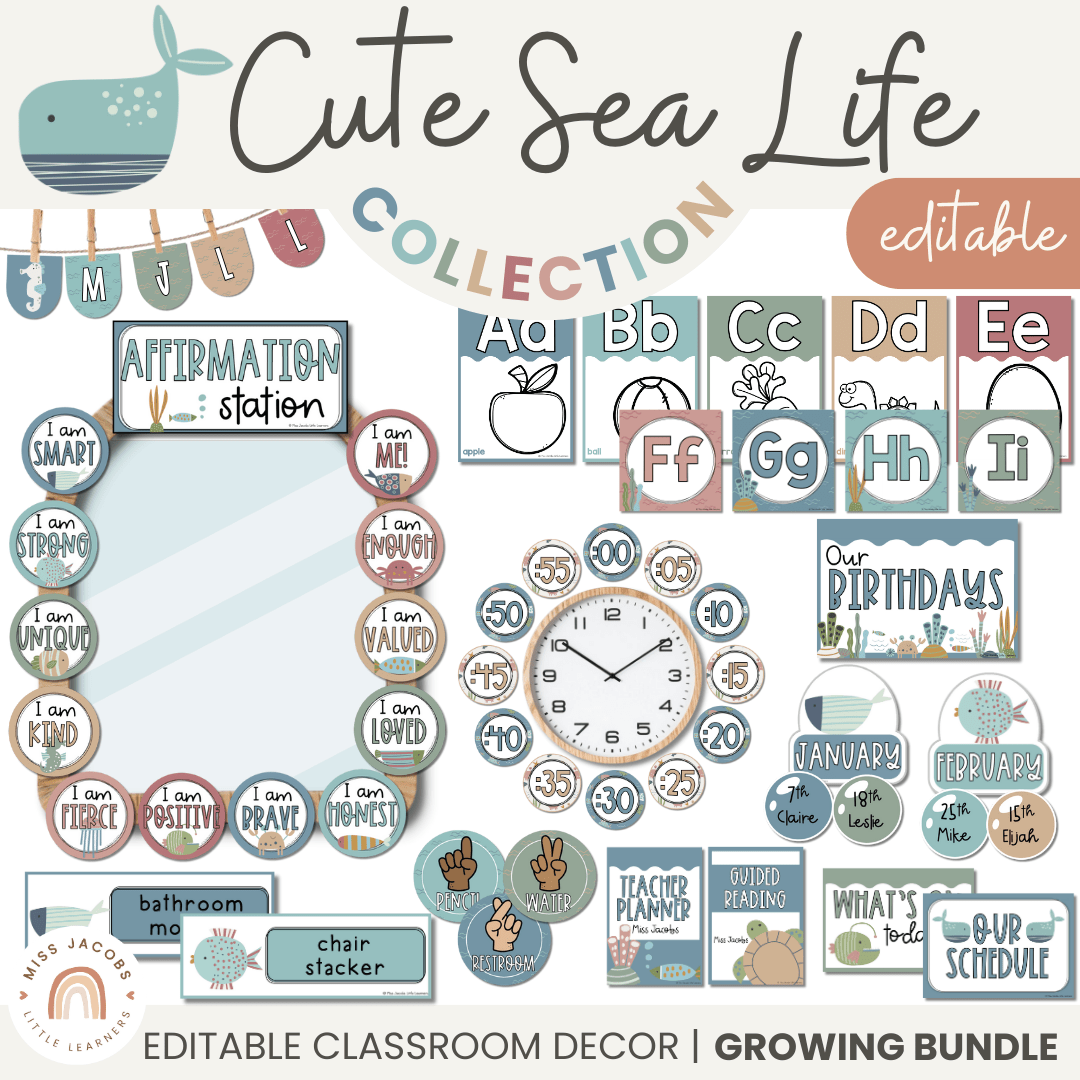 Cute Sea Life Classroom Decor Bundle - Default Title - Miss Jacobs ...