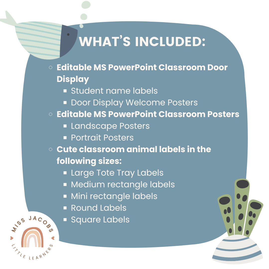 Class Labels Bundle - Name Plate, Door Display, Posters - Cute Sea Lif