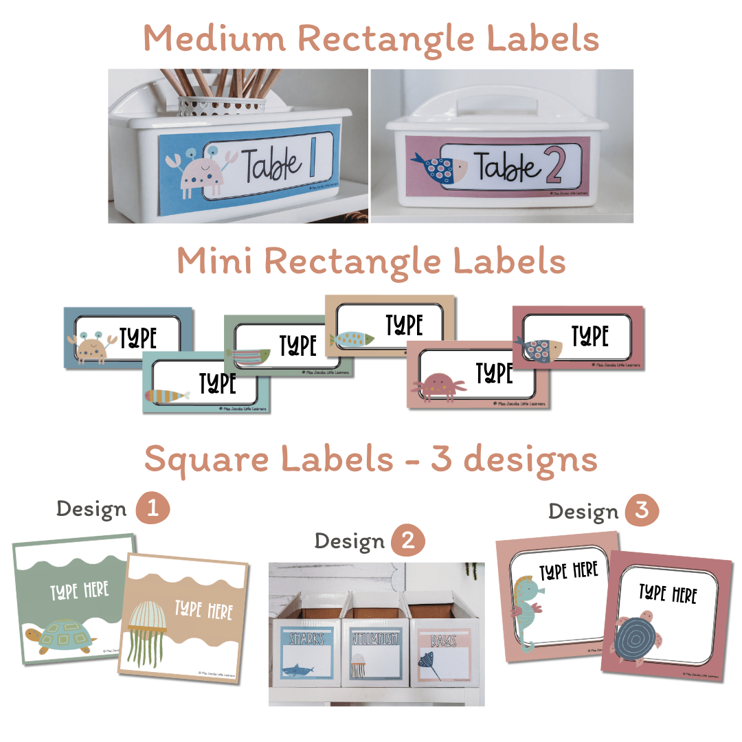 Class Labels Bundle - Name Plate, Door Display, Posters - Cute Sea Lif