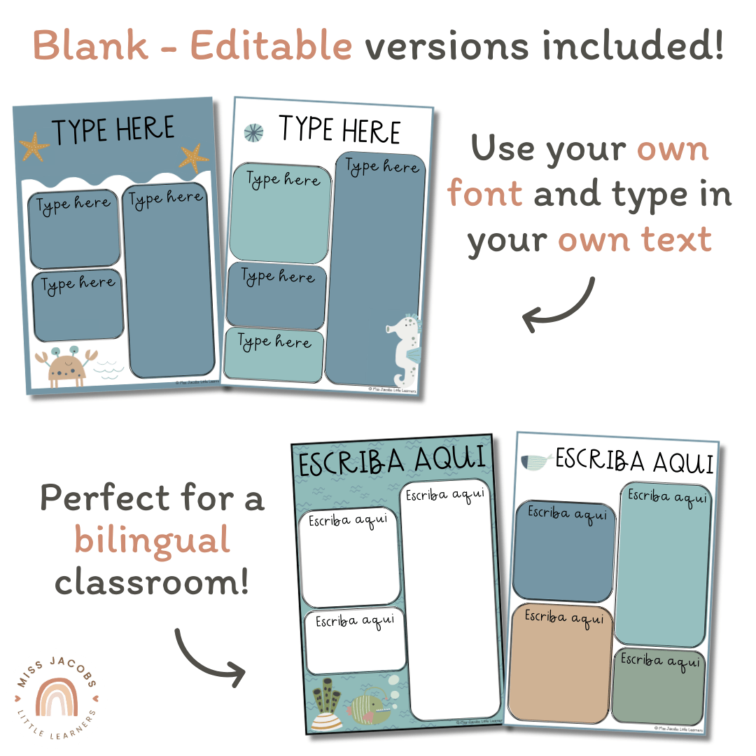 Classroom Newsletter Templates - Cute Sea Life Classroom Decor