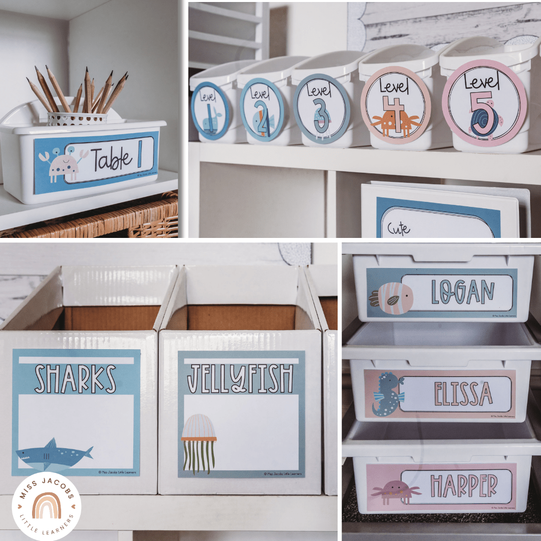 Cute Sea Life Classroom Supply Labels & Student Name Tags - Default ...
