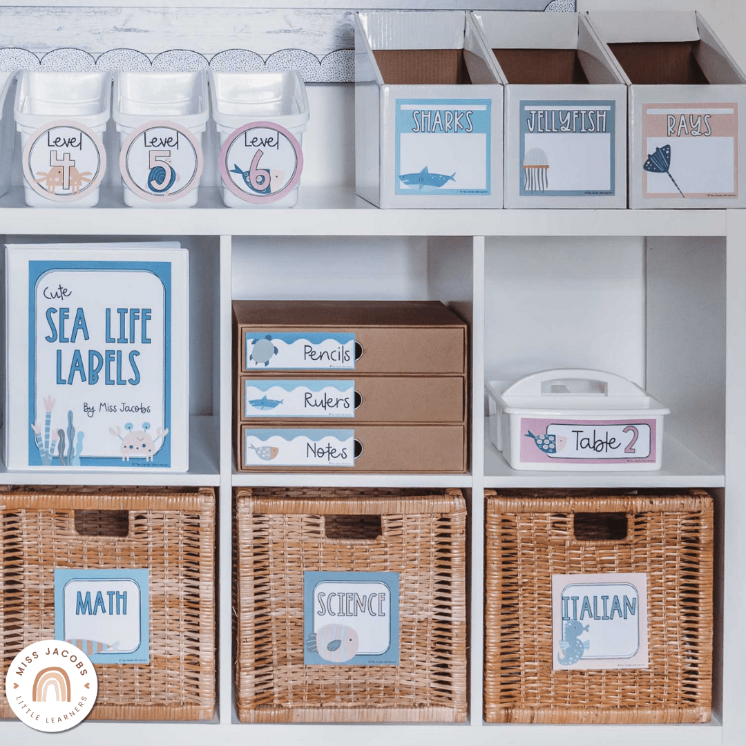 Classroom Labels Student Names & Supplies - Cute Sea Life