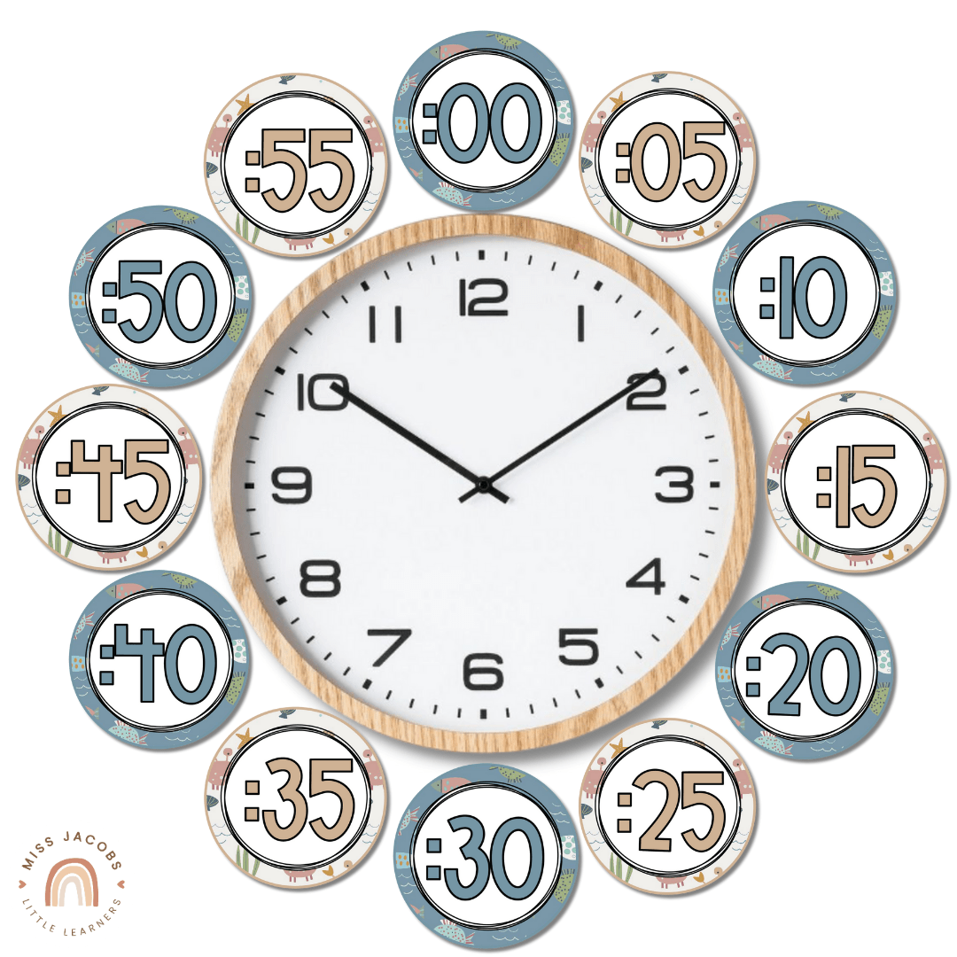 Clock Labels - Cute Sea Life Classroom Decor