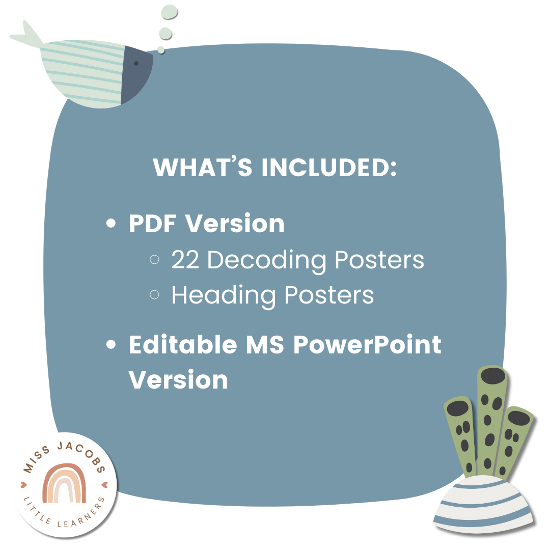Reading Decoding Strategies Posters - Cute Sea Life Theme