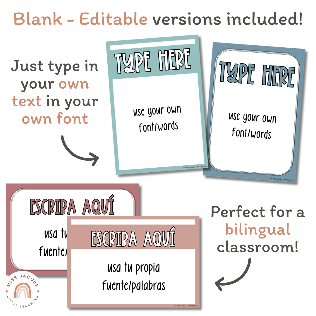 Editable Classroom Posters Templates - Cute Sea Life Theme