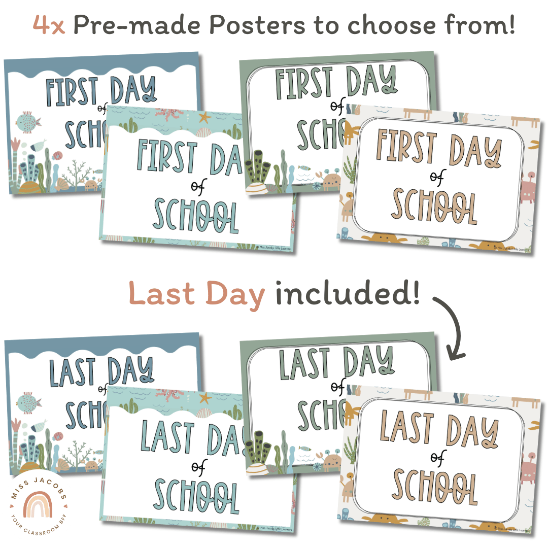 Cute Sea Life First & Last Day of School Posters - Miss Jacobs Little ...