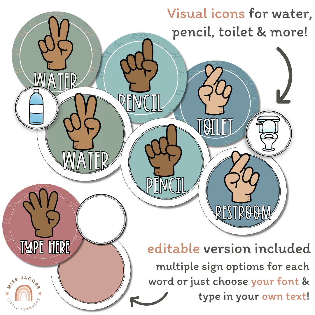 Hand Signals Posters - Cute Sea Life Classroom Decor