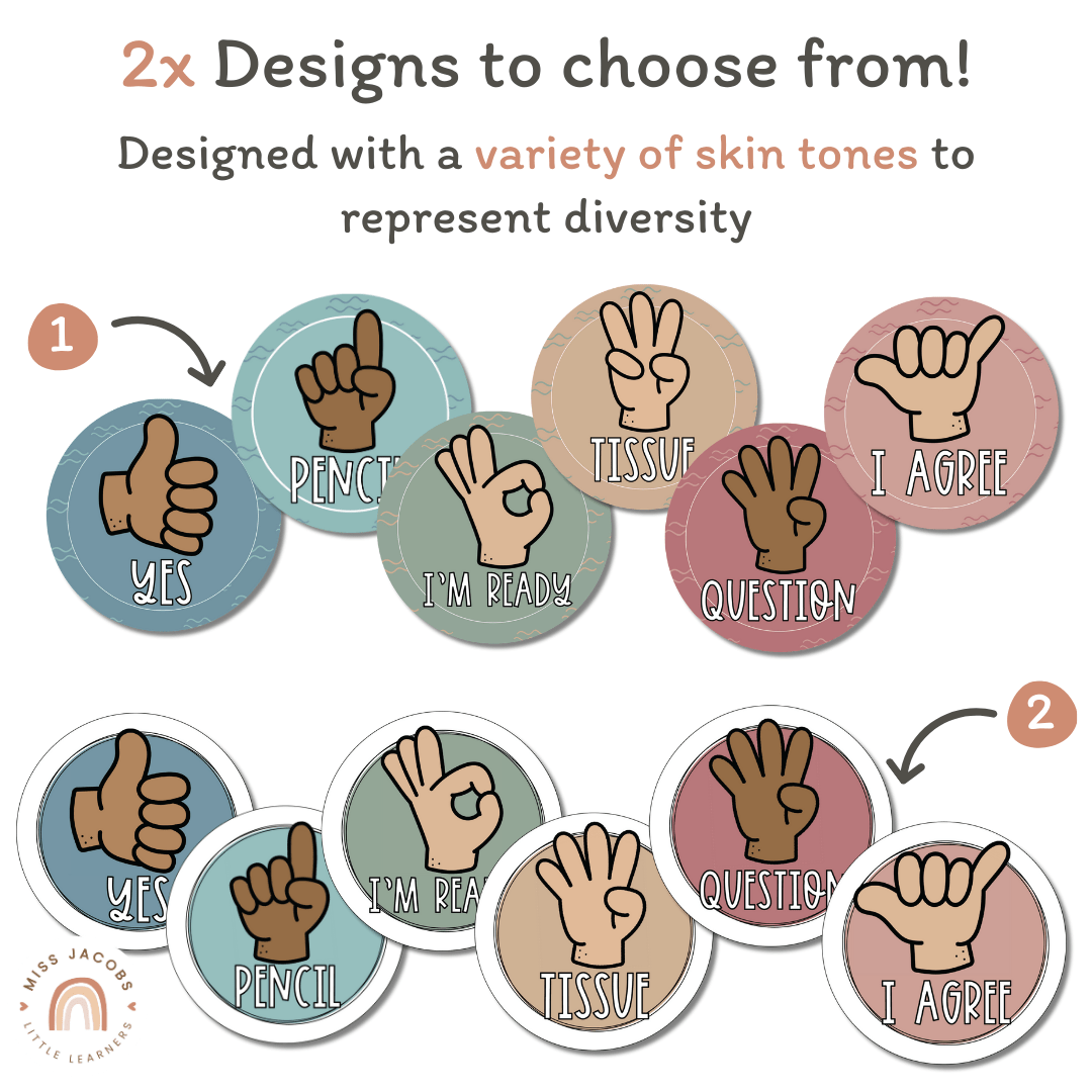 Hand Signals Posters - Cute Sea Life Classroom Decor