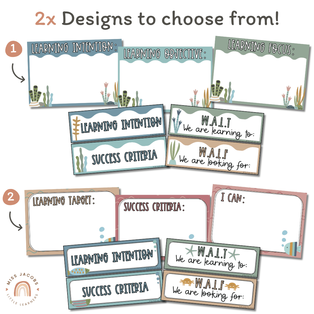 Learning Intention and Success Criteria Display - Cute Sea Life Decor