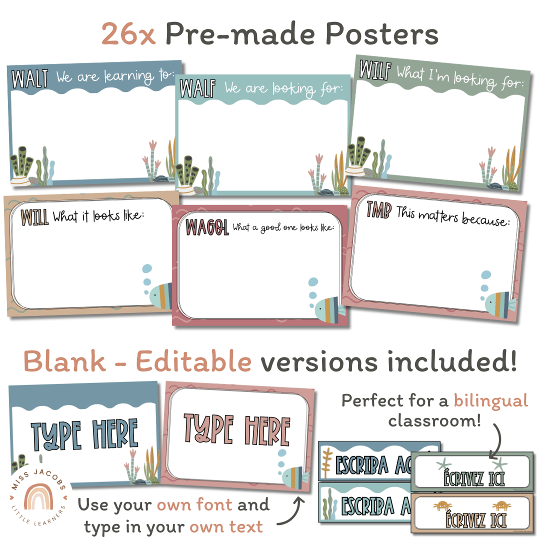 Learning Intention and Success Criteria Display - Cute Sea Life Decor