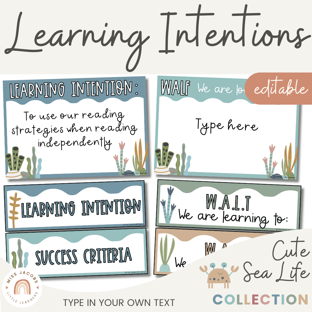 Learning Intention and Success Criteria Display - Cute Sea Life Decor